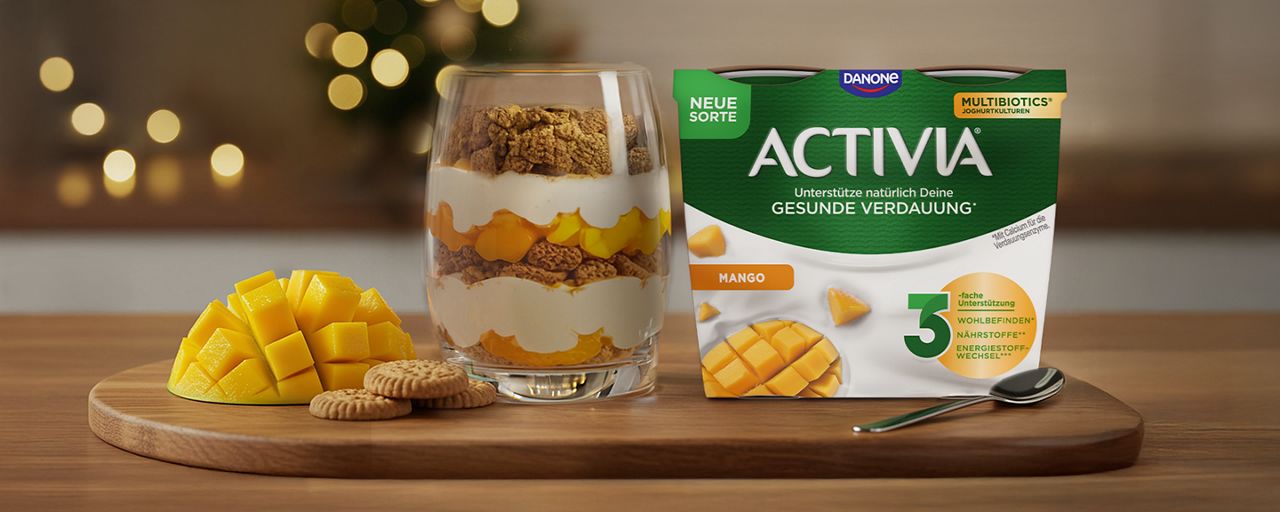 Festliches Dessert mit cremigem ACTIVIA Mango